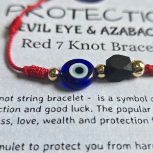 Red 7 Knot Evil Eye Bracelet With Azabache : Protection Talisman ...