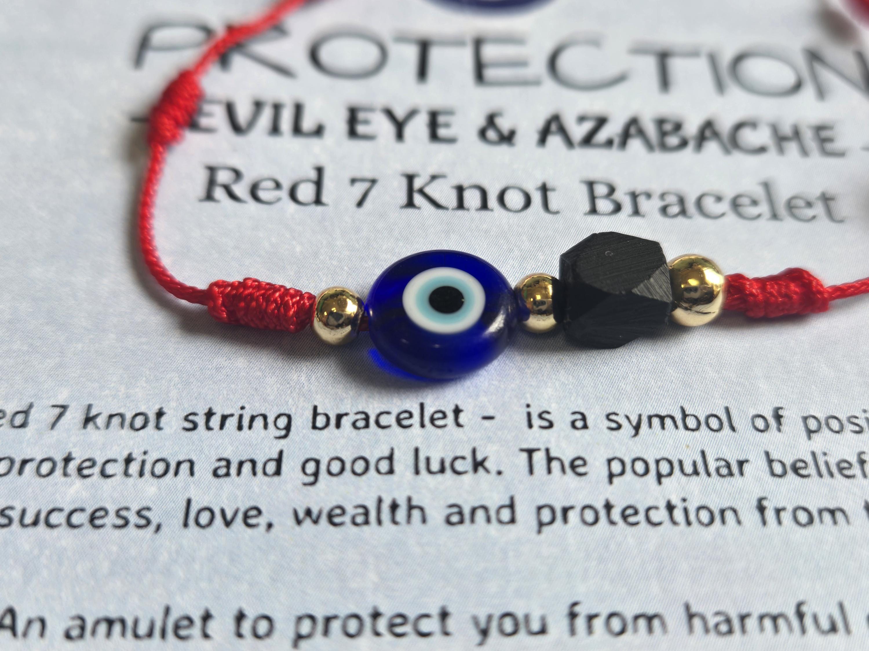 Red 7 Knot Evil Eye Bracelet With Azabache : Protection Talisman ...