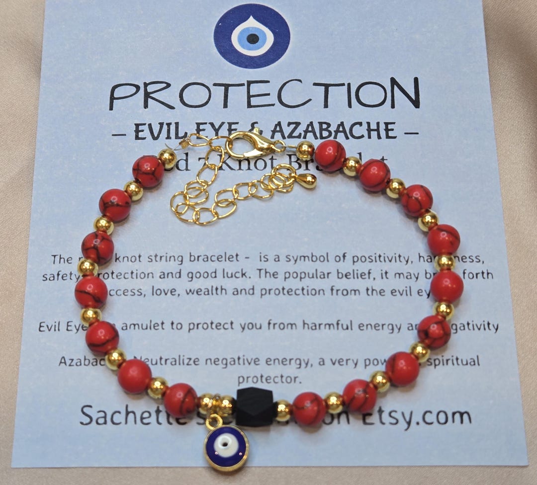 Red Turquoise Evil Eye Bracelet: Azabache Protection Talisman - Etsy