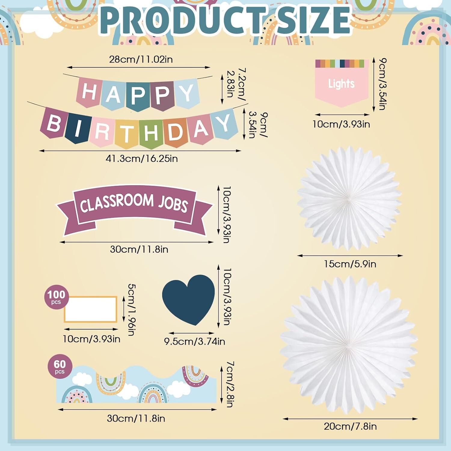 Boho Rainbow Classroom Decorations Bulletin Board Decor Set Included ...