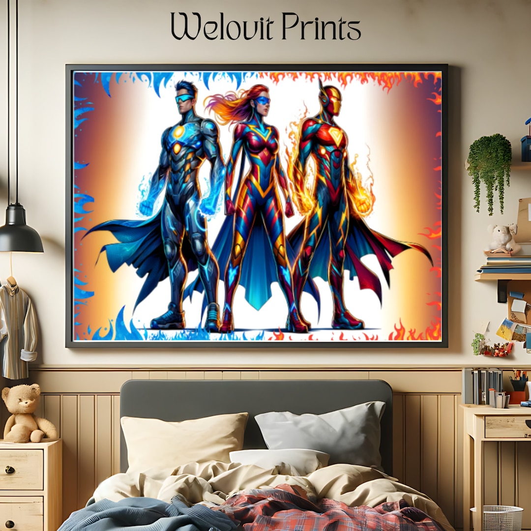 Superhero Trio Artwork Modern Design Prints Wall Art Prints for Framing ...