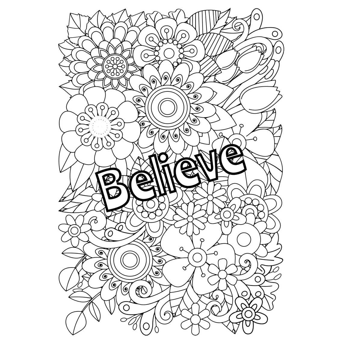 Colouring Mandala MOTIVATION Flower Pages of Inspiration 30 Pages - Etsy