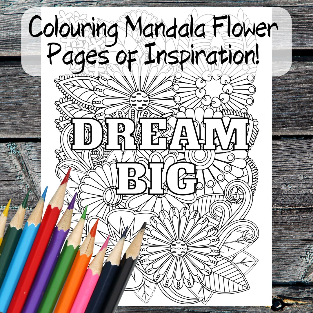 Colouring Mandala MOTIVATION Flower Pages of Inspiration 30 Pages - Etsy