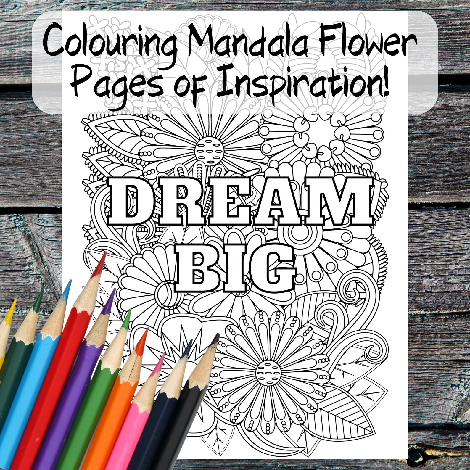 Colouring Mandala MOTIVATION Flower Pages of Inspiration 30 Pages - Etsy