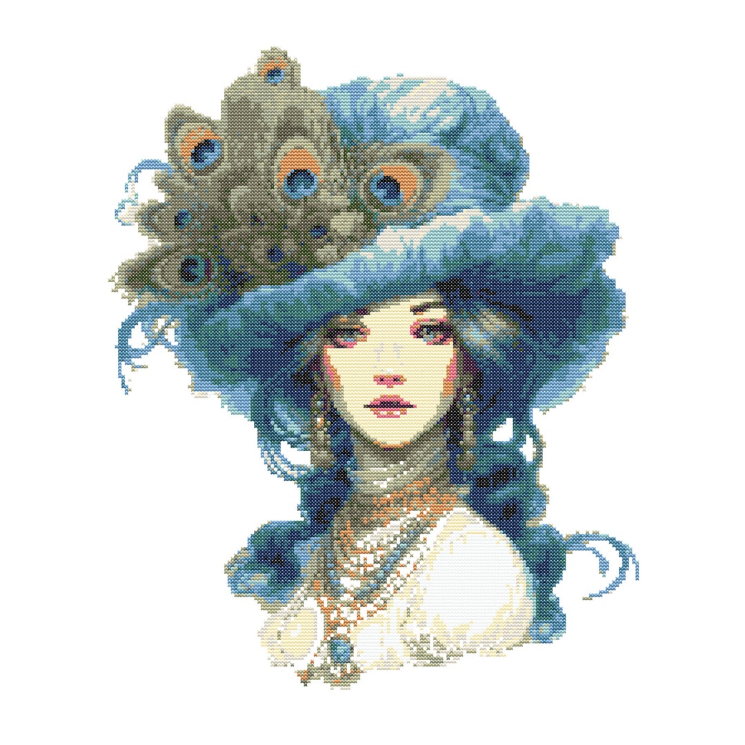 VICTORIAN PEACOCK LADY Cross Stitch Pattern Chart Plus a Pattern Keeper ...