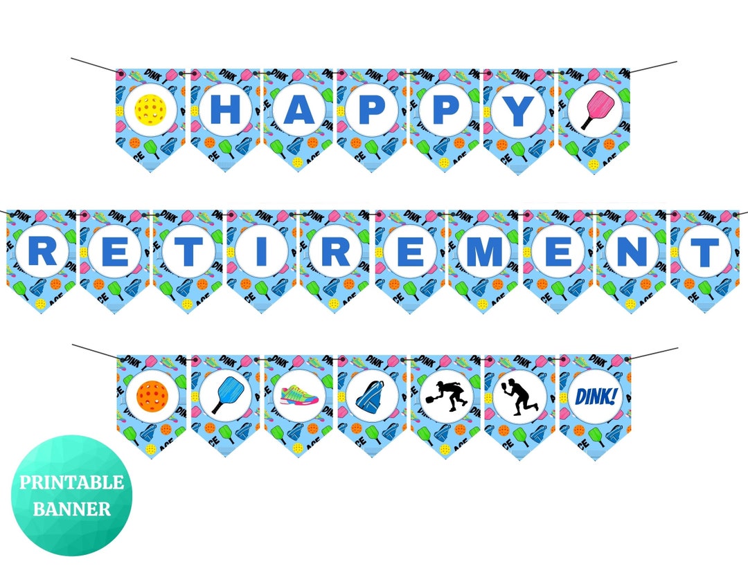 Happy Retirement Pickleball Banner | PRINTABLE Sign for Pickleball Fans ...