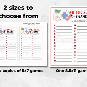 Medical A to Z Game | PRINTABLE Medical Game | Doctor Nurse Fun Game ...