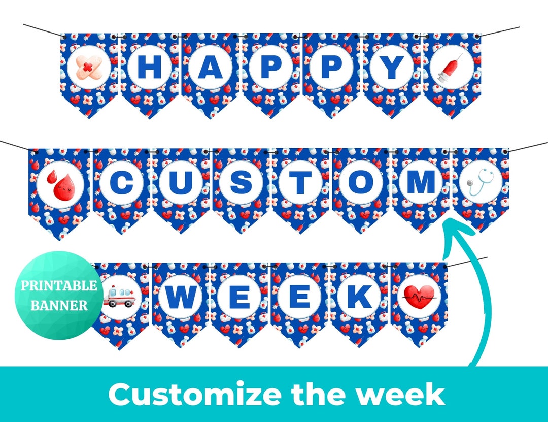 Happy Custom Week Dark Blue Banner | Doctor Nurse Medical Appreciation ...