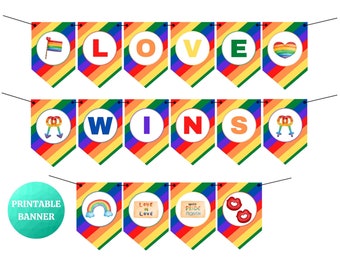 Happy Pride Month Banner LGBTQ Pride Rainbow PRINTABLE Sign Love is ...