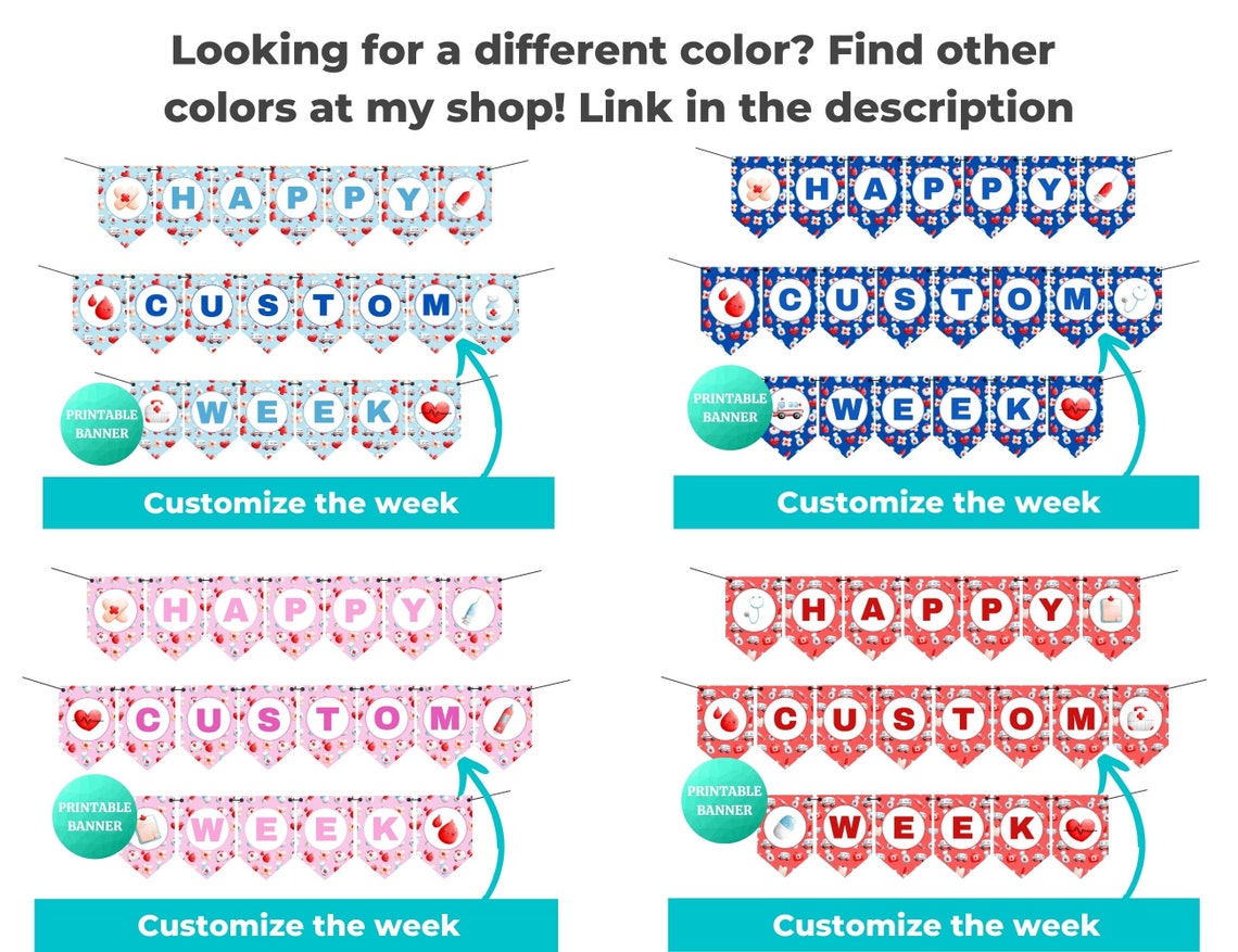 Happy ER Nurses Week Blue Banner Nurse Appreciation Week PRINTABLE Sign ...