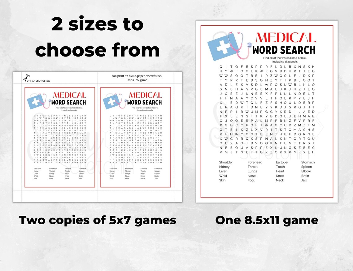 Medical Word Search PRINTABLE Medical Game Doctor Nurse Fun Game ...