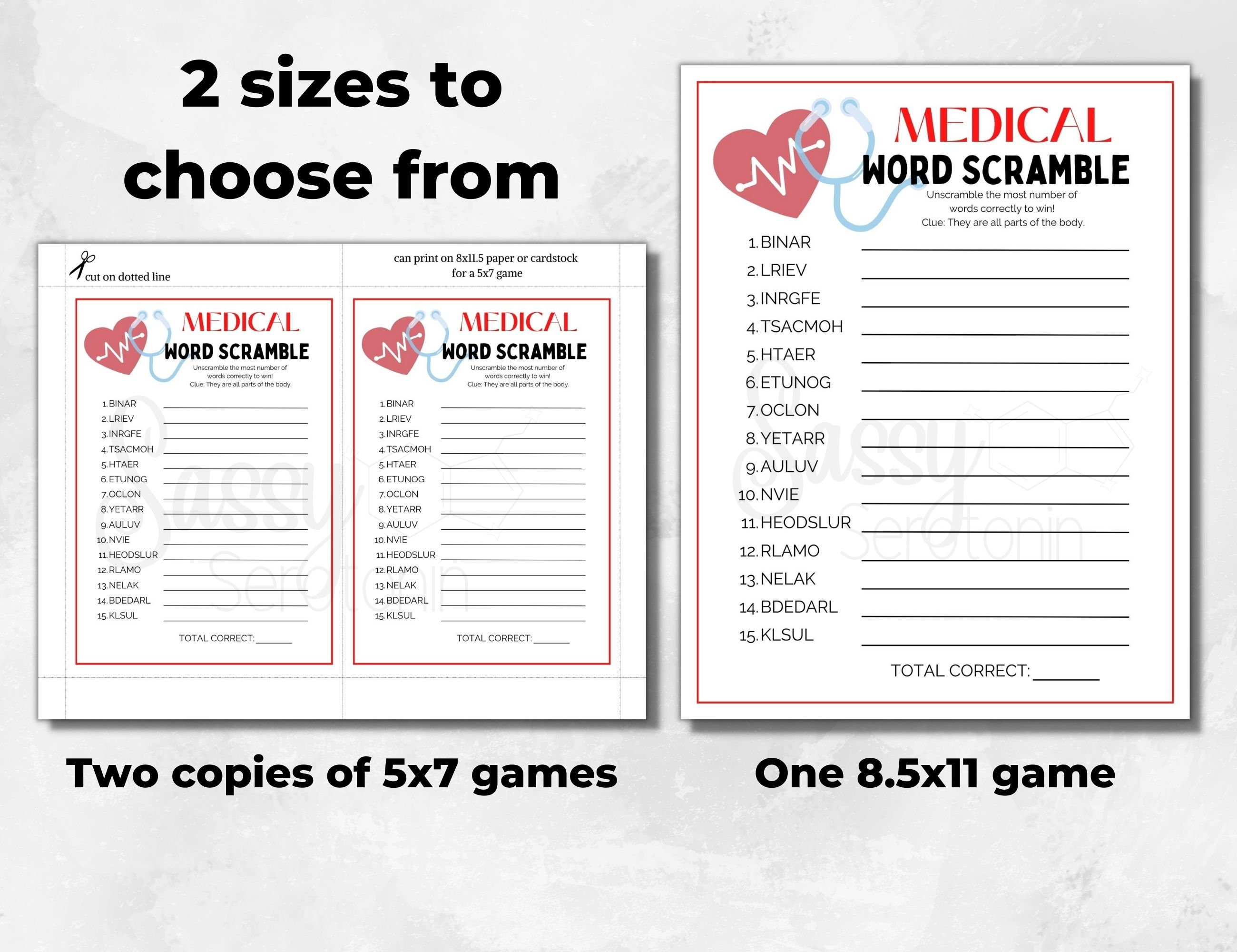 Medical Word Scramble PRINTABLE Medical Game Doctor Nurse - Etsy