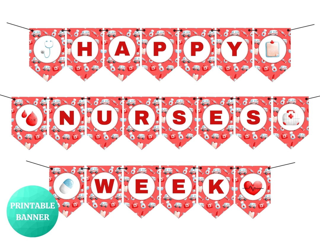 Happy Nurses Week Red Banner | Nurse Appreciation Week | PRINTABLE PDF ...