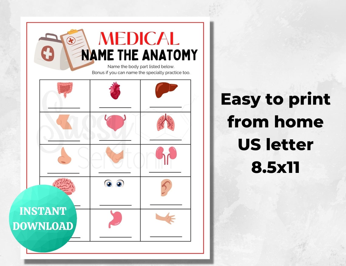 Medical Name the Anatomy | PRINTABLE Medical Game | Doctor Nurse Fun ...