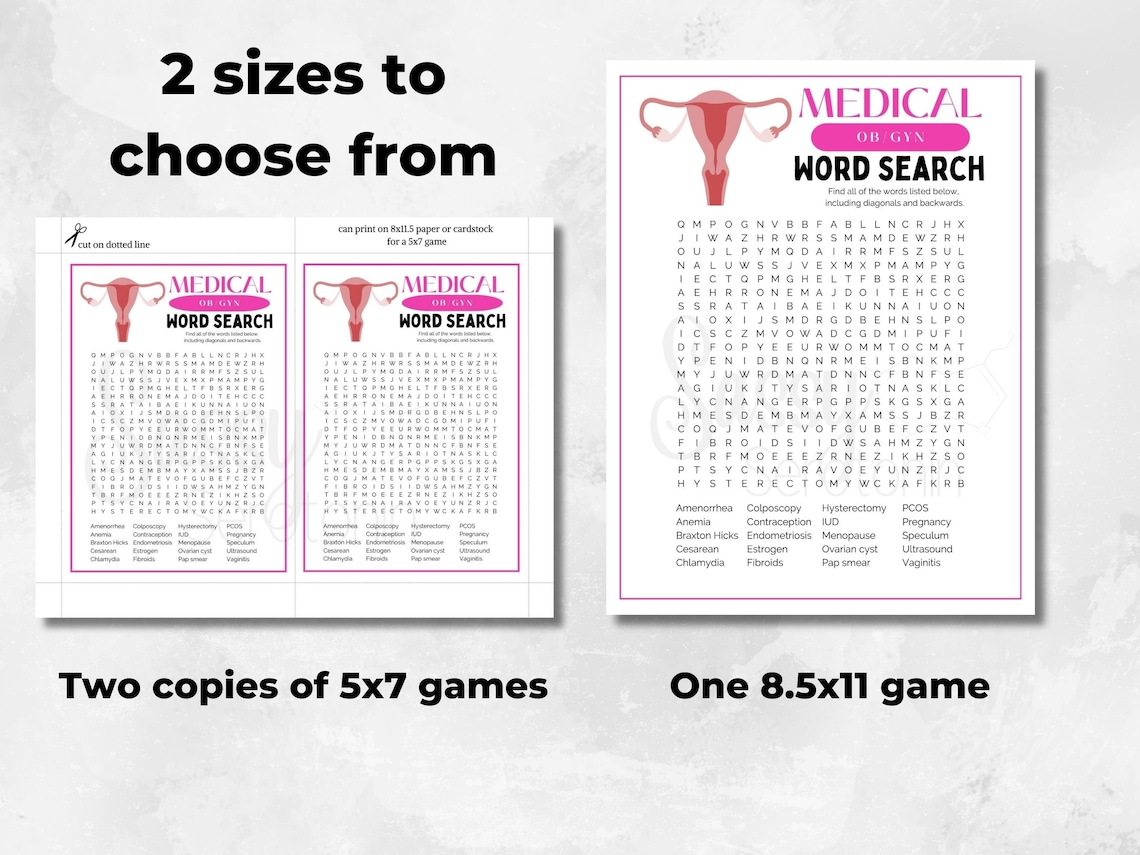 Medical OB/GYN Word Search | PRINTABLE Doctor Nurse Fun Game ...