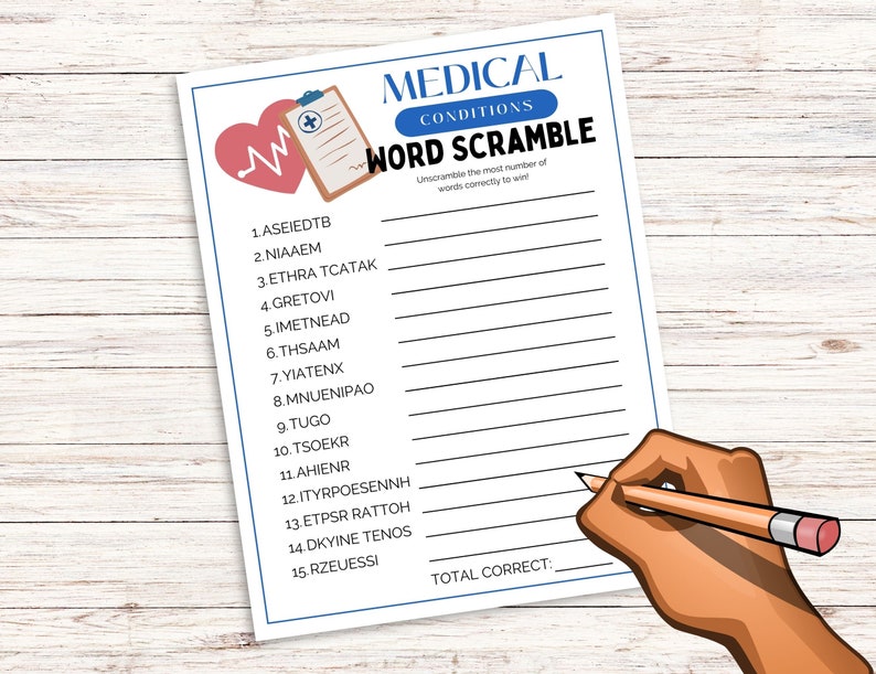 Medical Word Scramble Bundle PRINTABLE Medical Games Doctor Nurse Fun ...