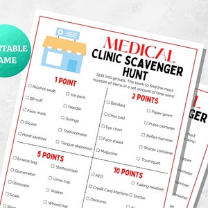 Medical CLINIC Scavenger Hunt PRINTABLE Medical Game - Etsy