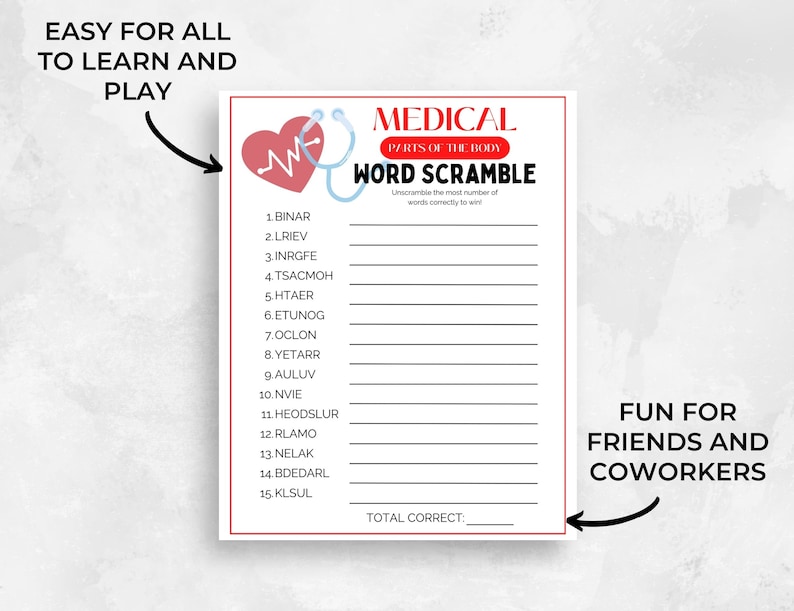 Medical Word Scramble Bundle | PRINTABLE Medical Games | Doctor Nurse ...