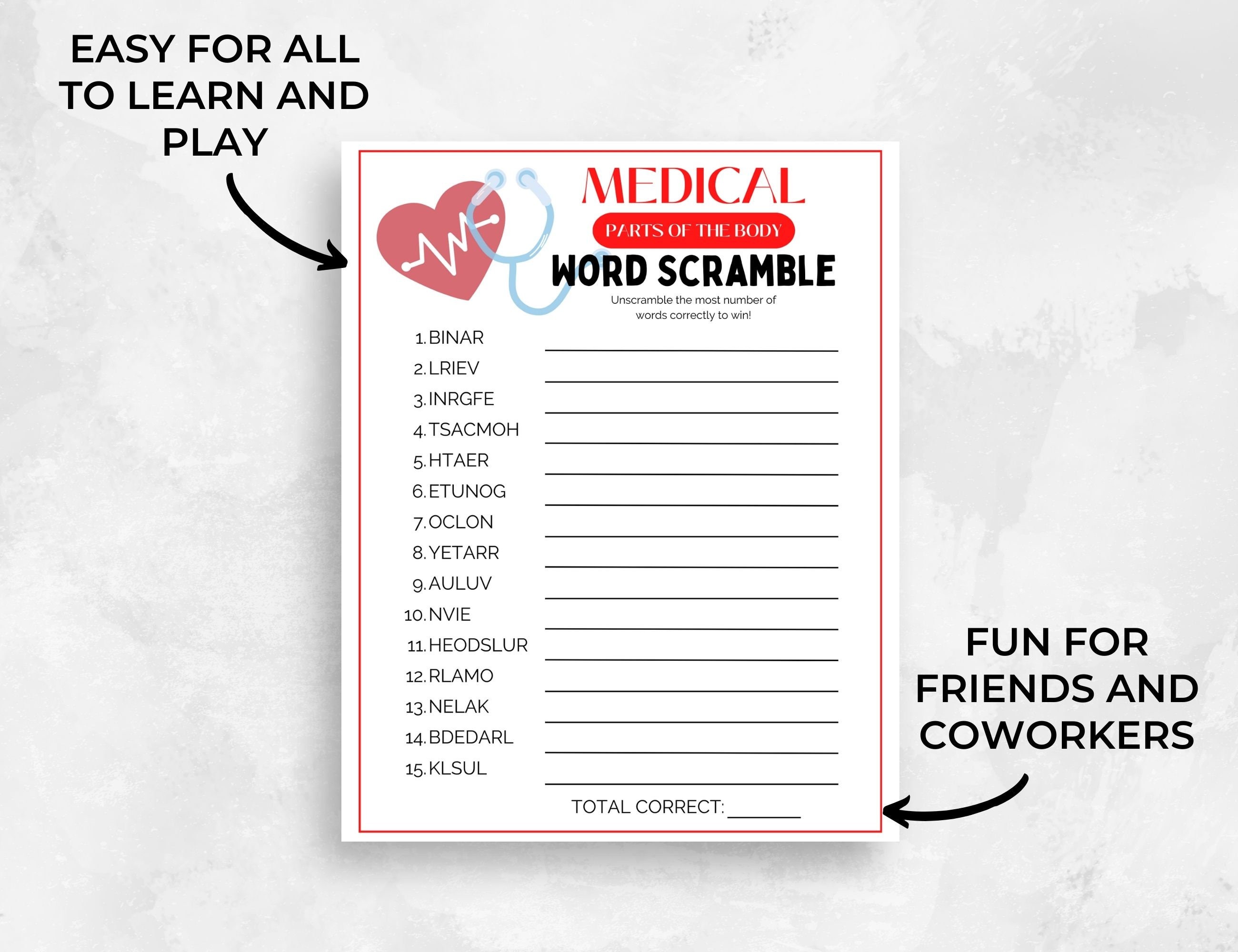 Medical Word Scramble Bundle PRINTABLE Medical Games Doctor Nurse Fun ...
