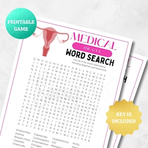 Medical OB/GYN Word Search | PRINTABLE Doctor Nurse Fun Game ...