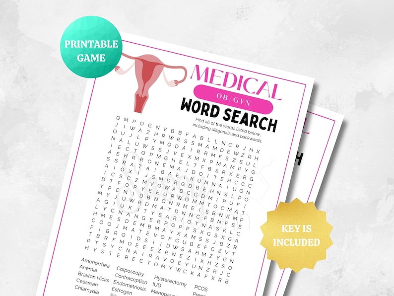 Medical OB/GYN Word Search | PRINTABLE Doctor Nurse Fun Game ...
