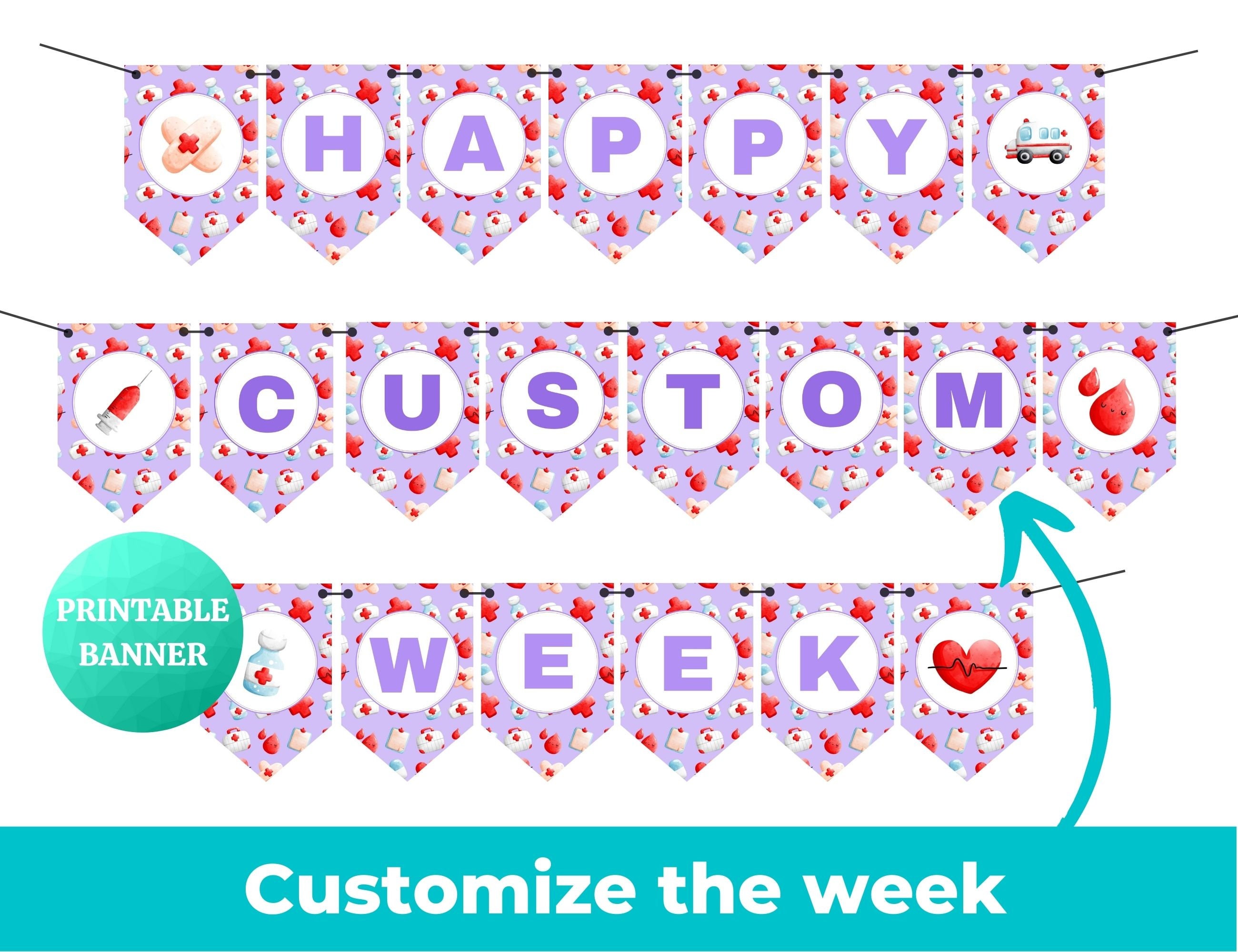Happy Custom Week Purple Banner | Doctor Nurse Medical Appreciation ...