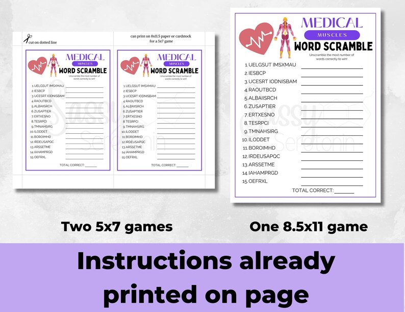 Medical Word Scramble Bundle PRINTABLE Medical Games Doctor Nurse Fun ...