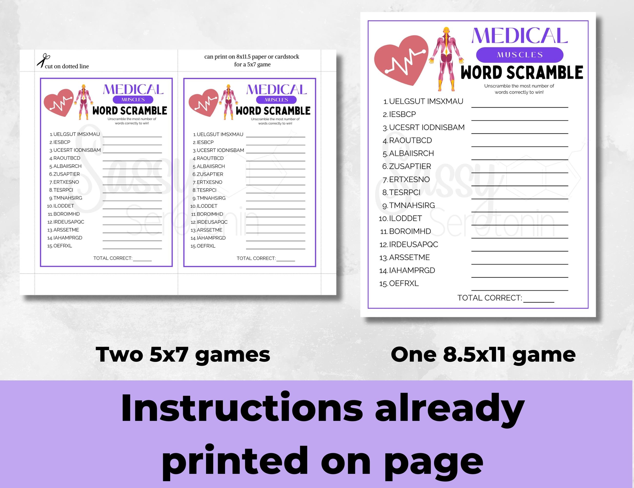Medical Word Scramble Bundle | PRINTABLE Medical Games | Doctor Nurse ...