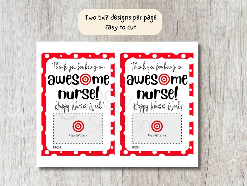Target Nurse Gift Card Holder PRINTABLE | Happy Nurses Week | Hospital ...