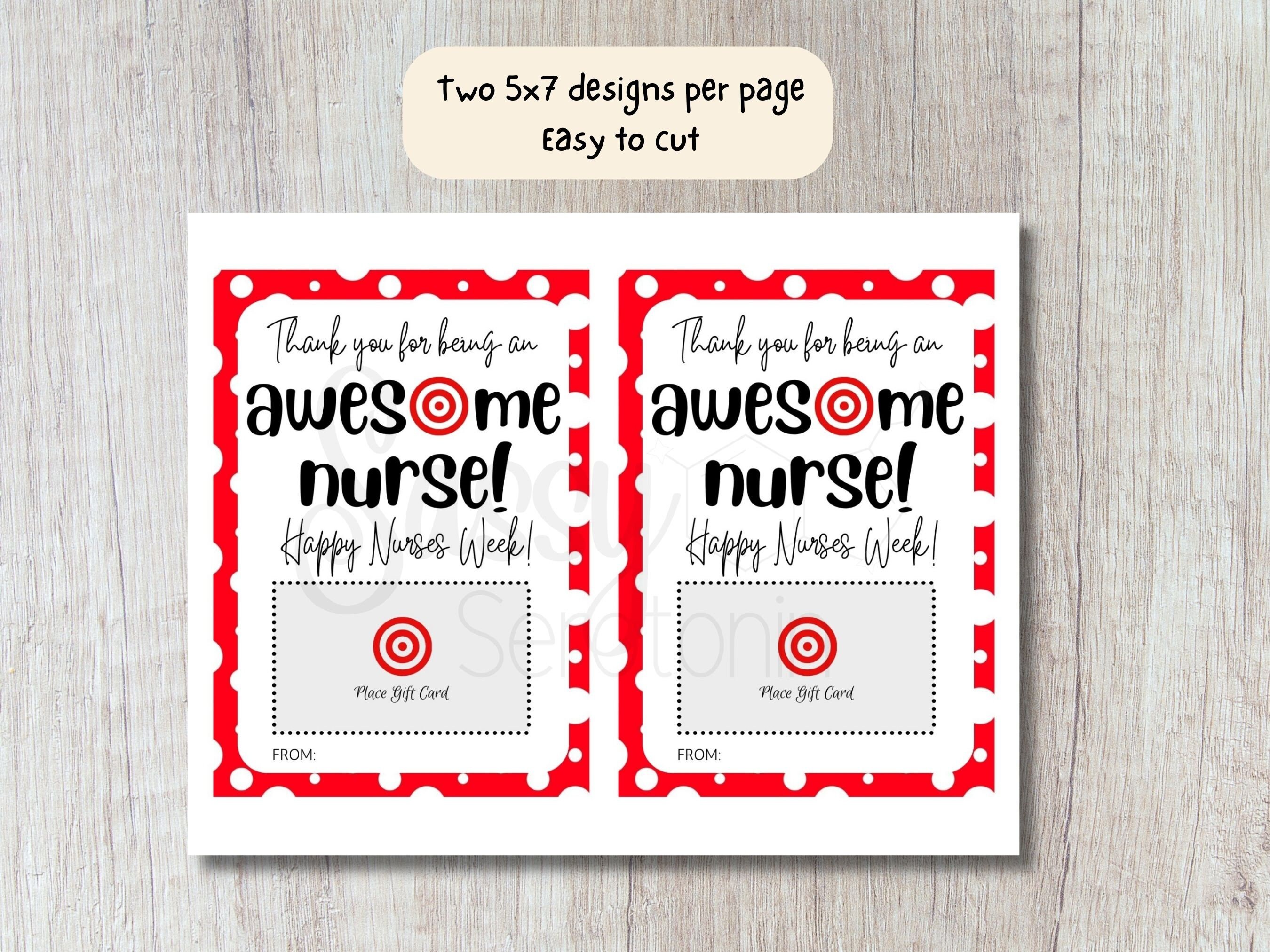 Target Nurse Gift Card Holder PRINTABLE Happy Nurses Week Hospital ...