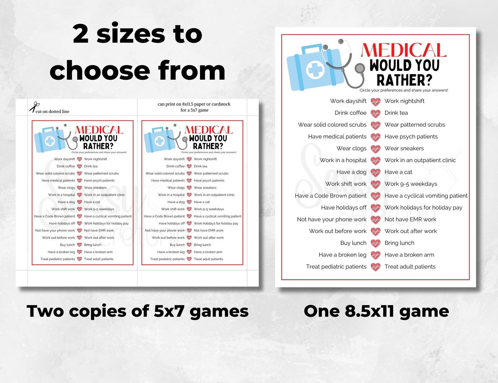 Medical Would You Rather | PRINTABLE Medical Game | Doctor Nurse Fun ...