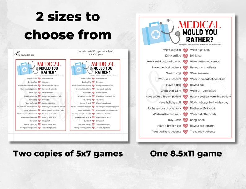 Medical Would You Rather | PRINTABLE Medical Game | Doctor Nurse Fun ...