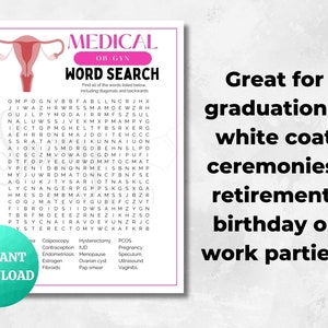 Medical OB/GYN Word Search | PRINTABLE Doctor Nurse Fun Game ...