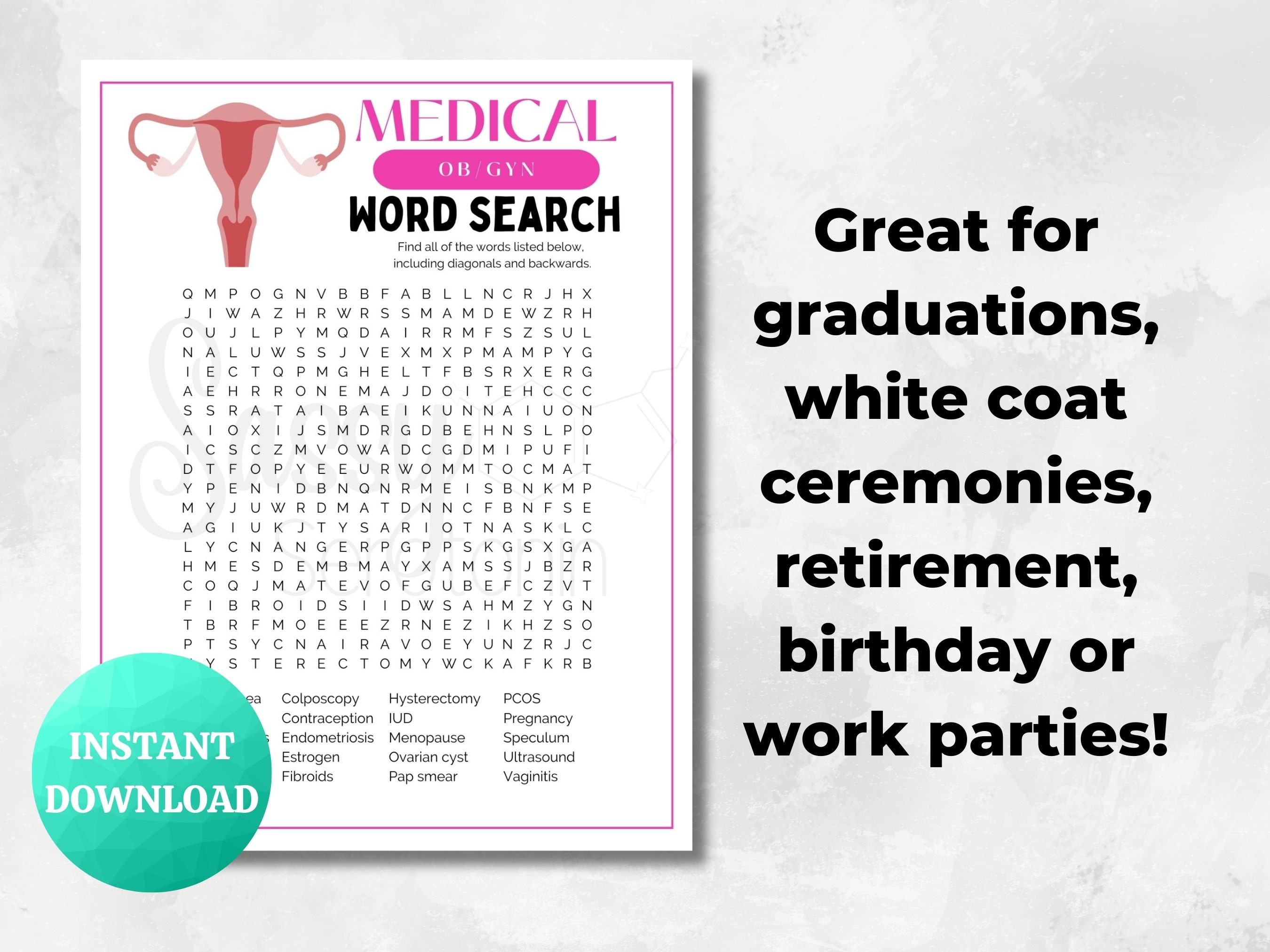Medical OB/GYN Word Search | PRINTABLE Doctor Nurse Fun Game ...