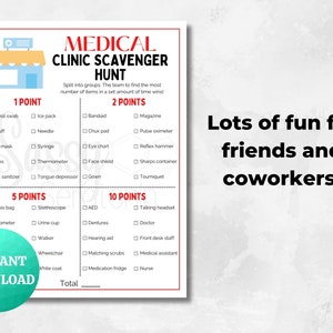 Medical CLINIC Scavenger Hunt | PRINTABLE Medical Game | Doctor Nurse ...