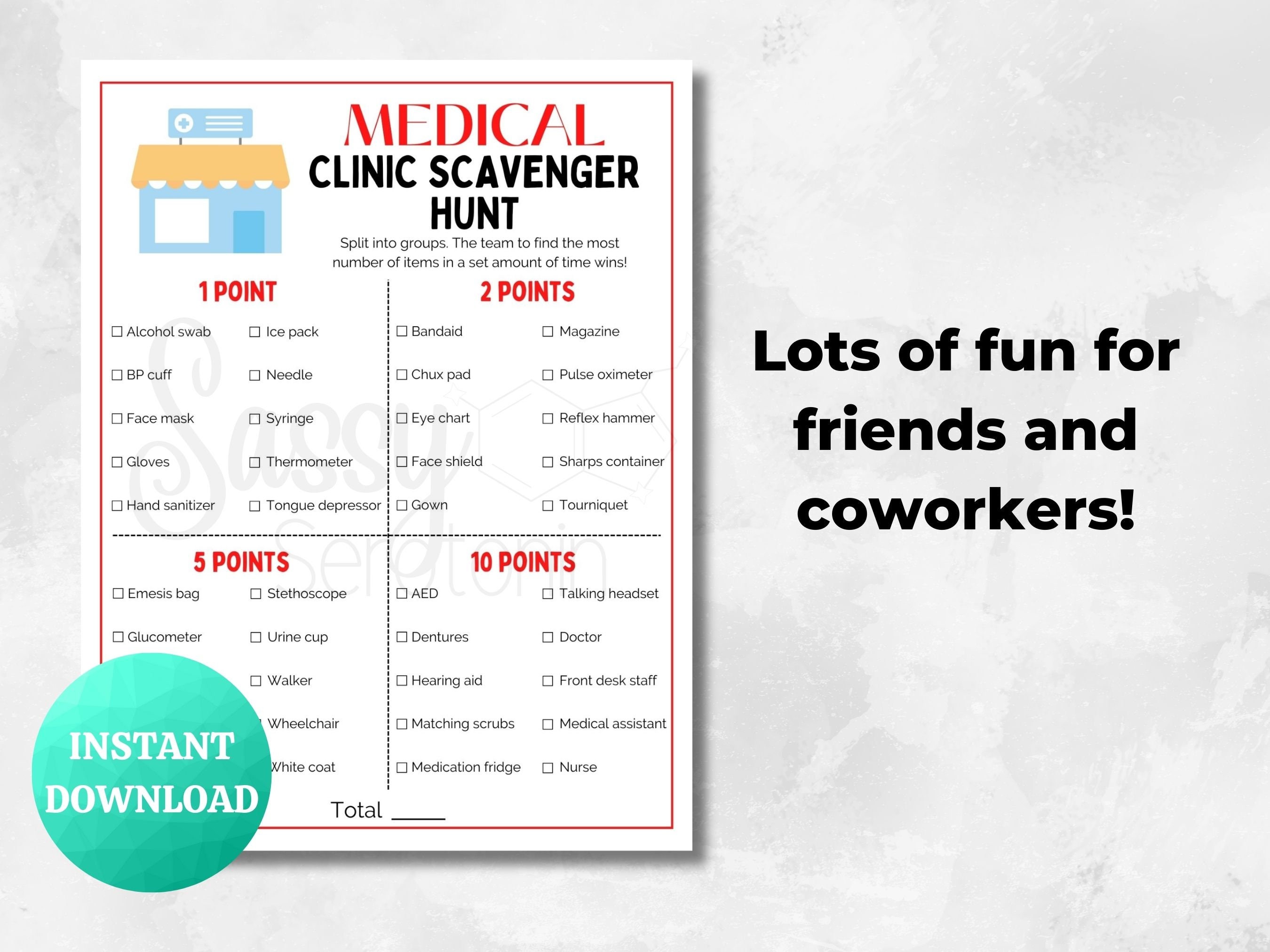 Medical CLINIC Scavenger Hunt | PRINTABLE Medical Game | Doctor Nurse ...