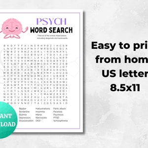 Psych Word Search | PRINTABLE Doctor Nurse Fun Game | Graduation, White ...