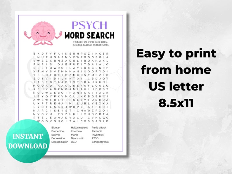Psych Word Search | PRINTABLE Doctor Nurse Fun Game | Graduation, White ...