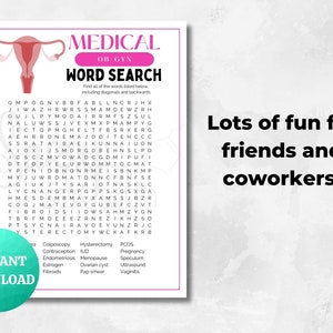 Medical OB/GYN Word Search | PRINTABLE Doctor Nurse Fun Game ...