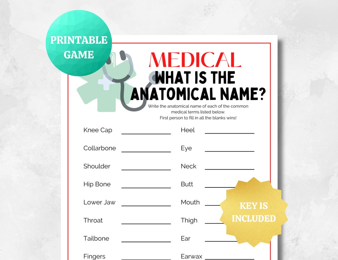 Medical What is the Anatomical Name? | PRINTABLE Medical Doctor Nurse ...
