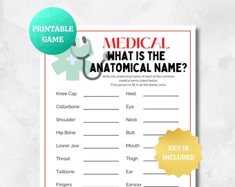 Medical What is the Anatomical Name PRINTABLE Medical Doctor Nurse Fun ...