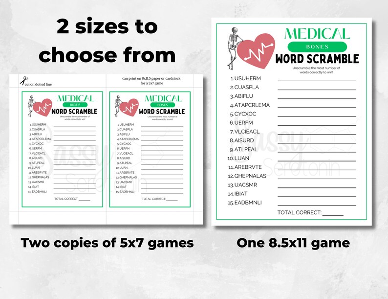 Medical BONES Word Scramble | PRINTABLE Medical Game | Doctor Nurse Fun ...