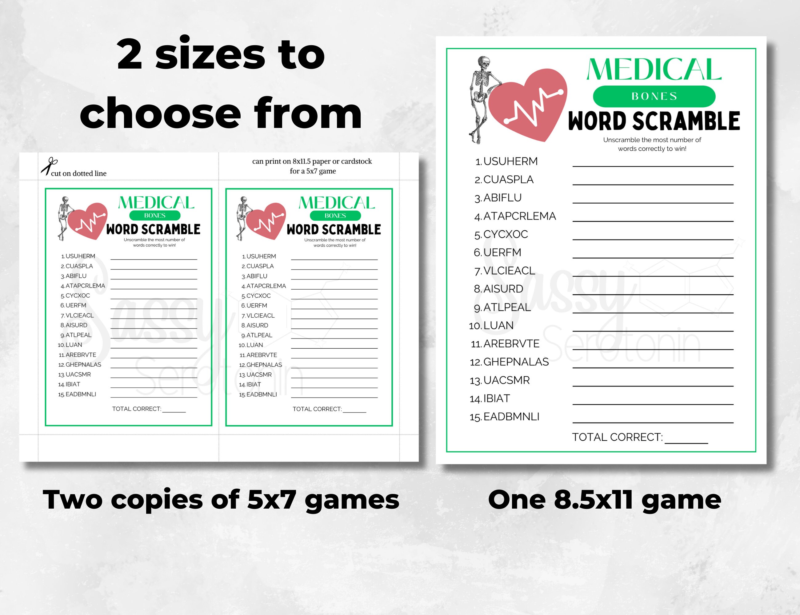 Medical BONES Word Scramble PRINTABLE Medical Game Doctor Nurse Fun ...