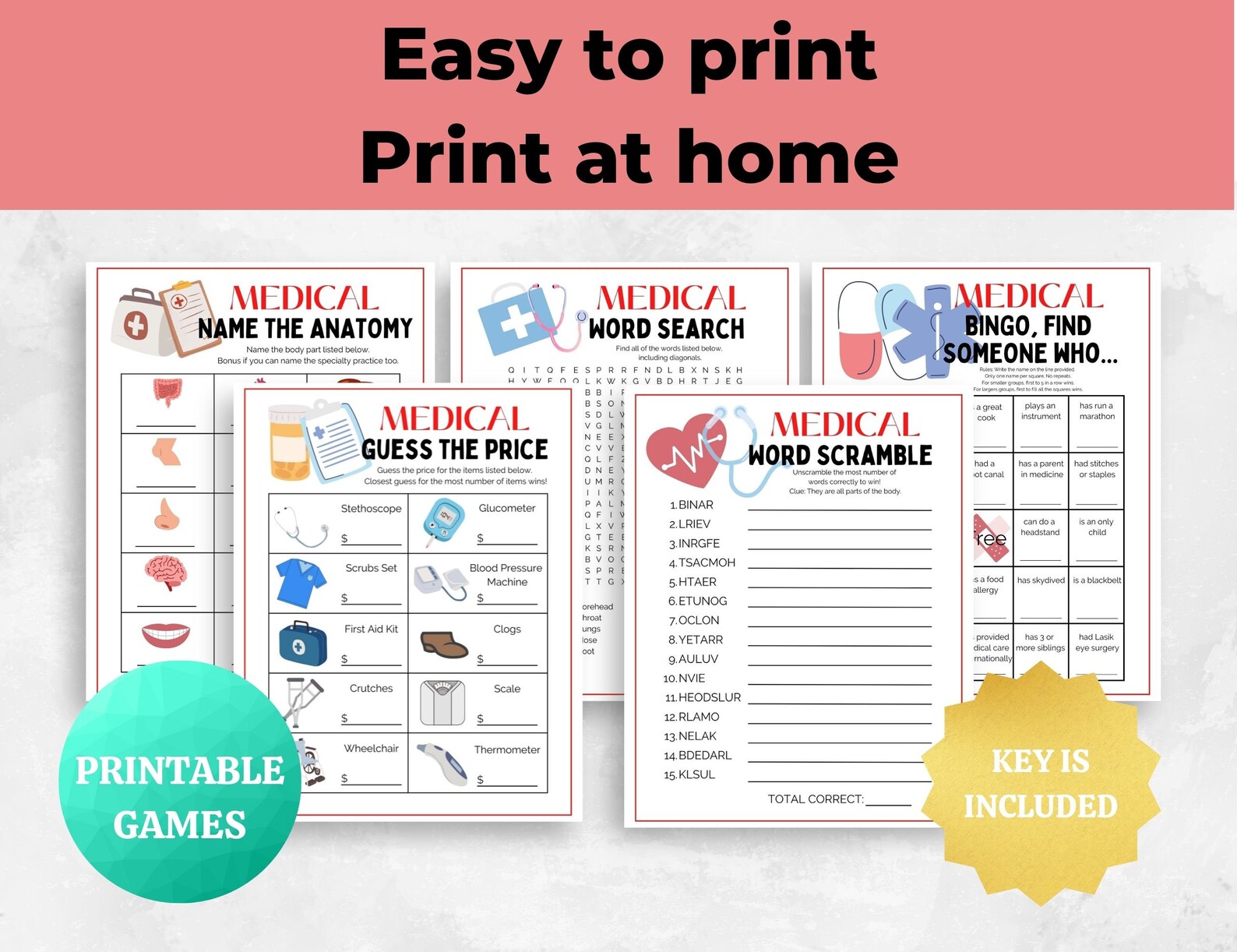 Medical Game Bundle PRINTABLE Medical Games Doctor Nurse - Etsy