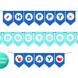 Happy Doctor's Day Solid Blue Banner National Doctor's Day PRINTABLE ...