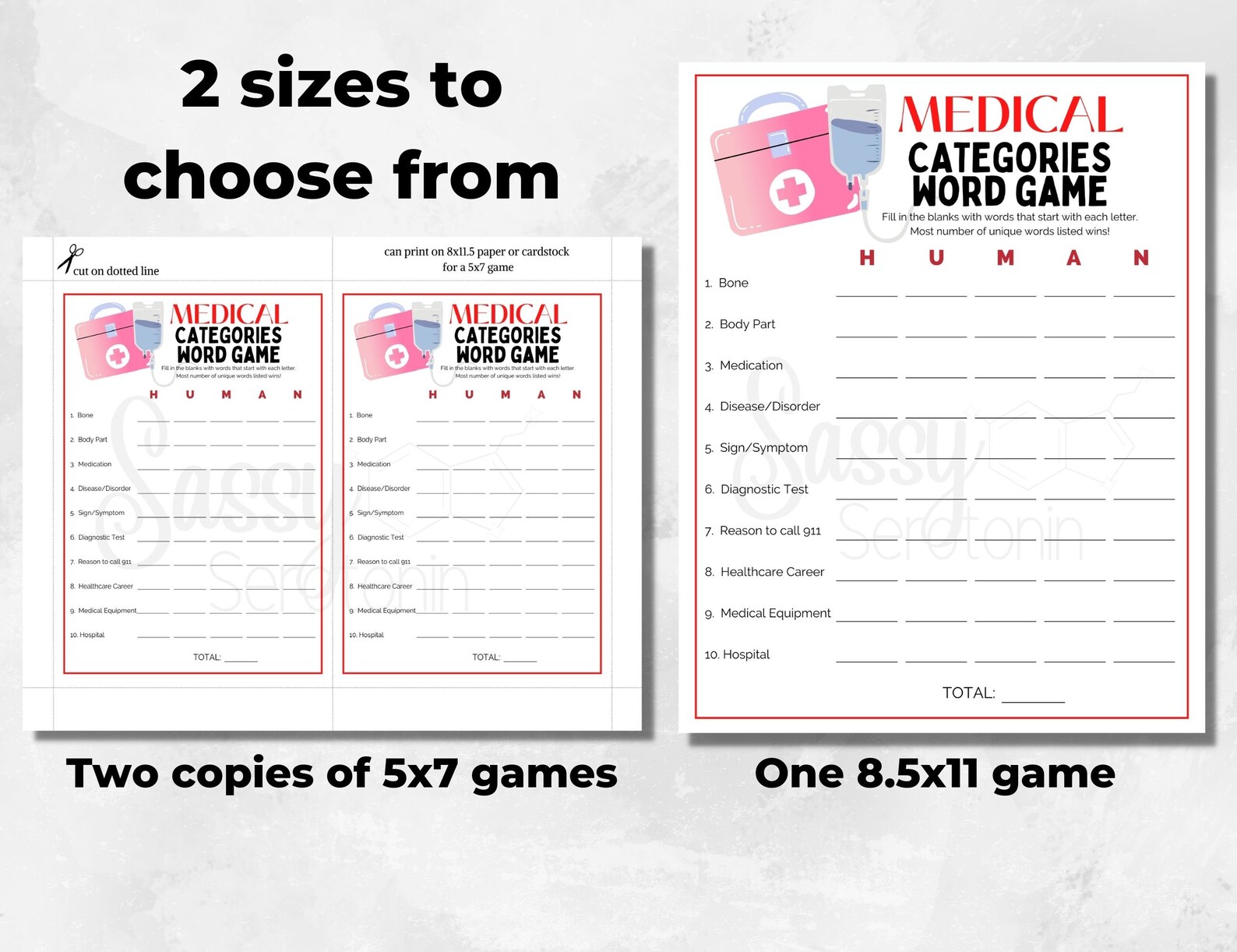 Medical Categories Word Game | PRINTABLE Medical Game | Doctor Nurse ...