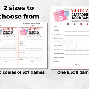 Medical Categories Word Game | PRINTABLE Medical Game | Doctor Nurse ...