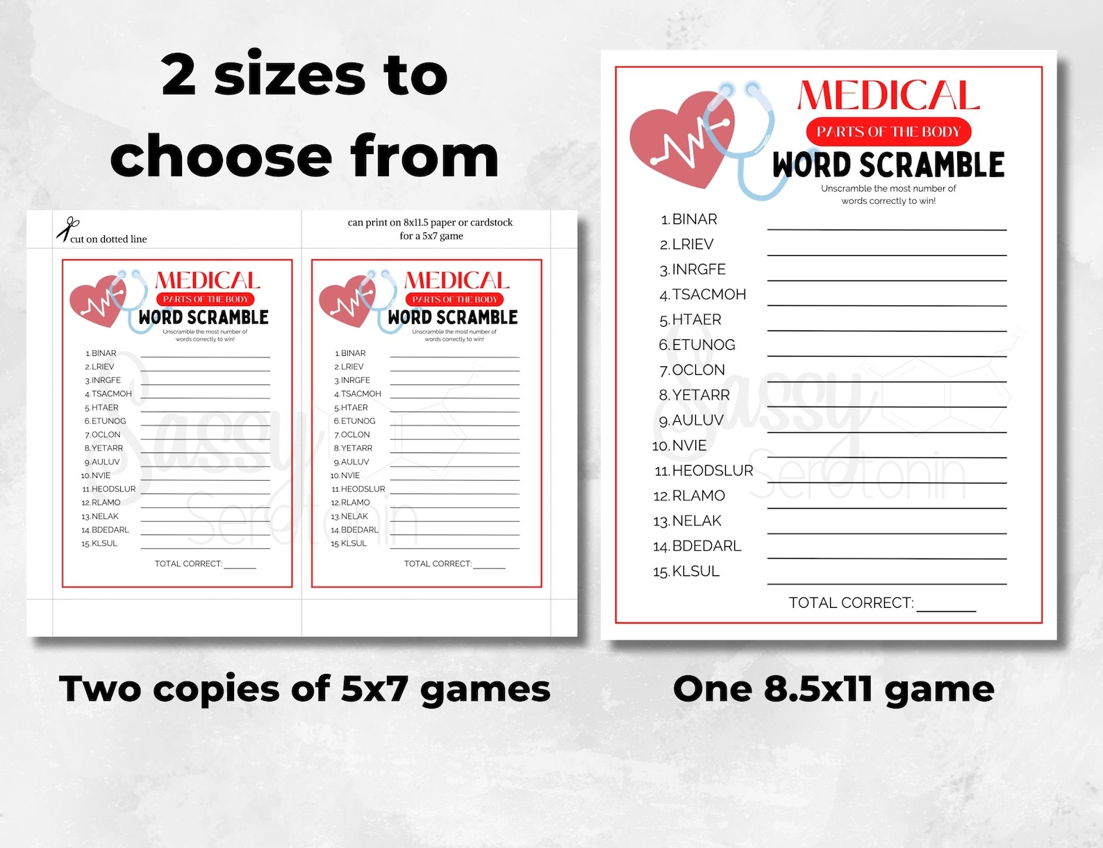 Medical Word Scramble | PRINTABLE Medical Game | Doctor Nurse Fun Game ...