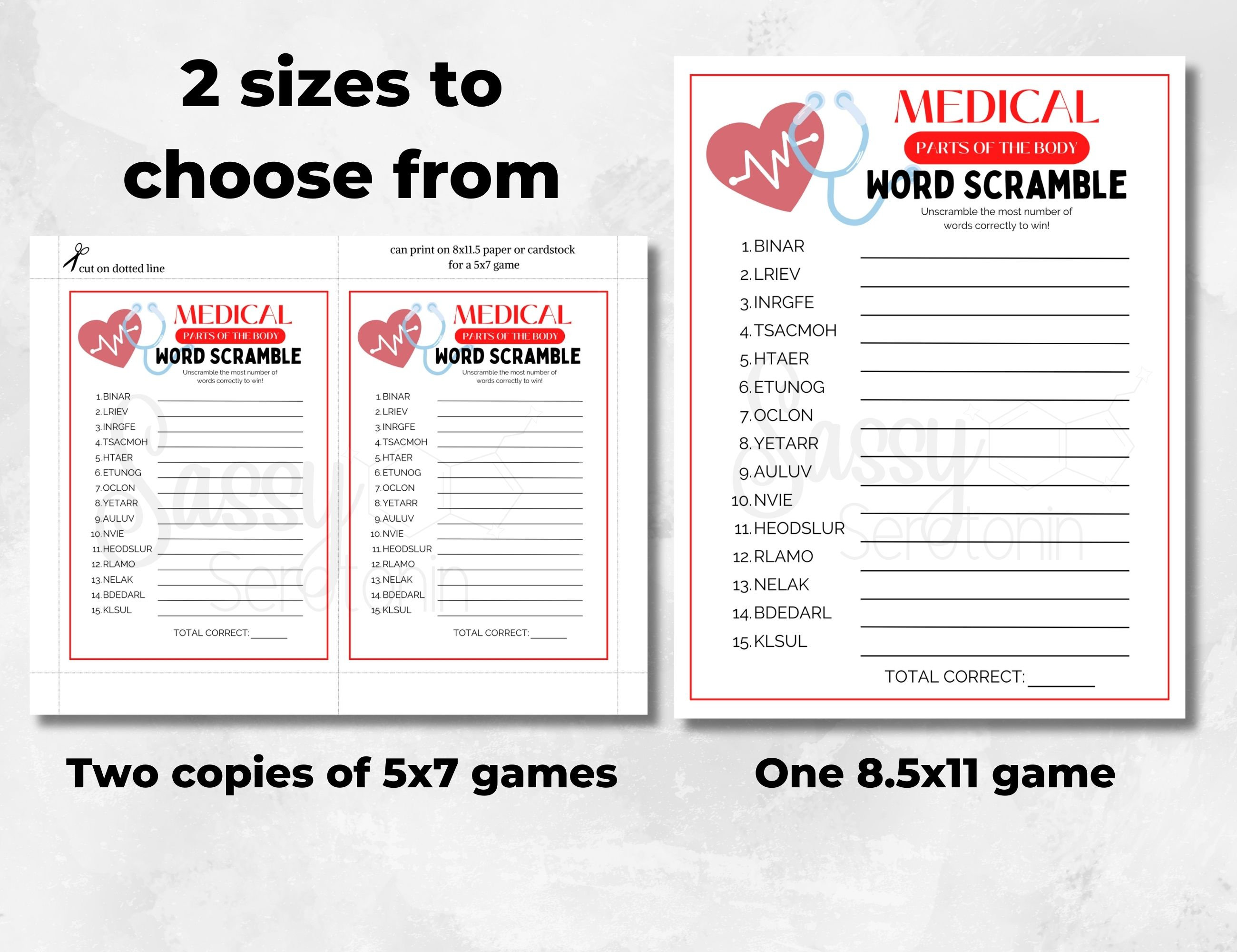 Medical Word Scramble | PRINTABLE Medical Game | Doctor Nurse Fun Game ...