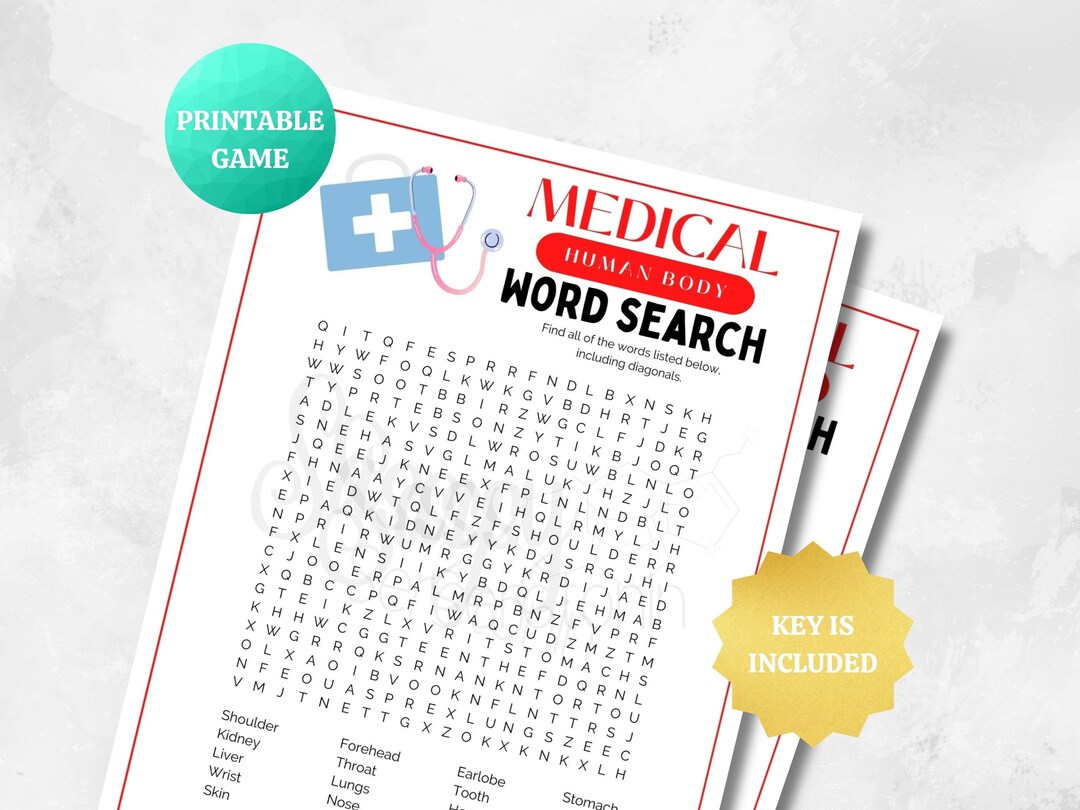 Medical Human Body Word Search | PRINTABLE Medical Game | Doctor Nurse ...